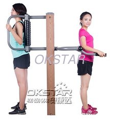 China outdoor fitness equipment park wood outdoor back stretching device supplier