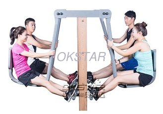 China outdoor fitness equipment park wood outdoor leg press machine supplier